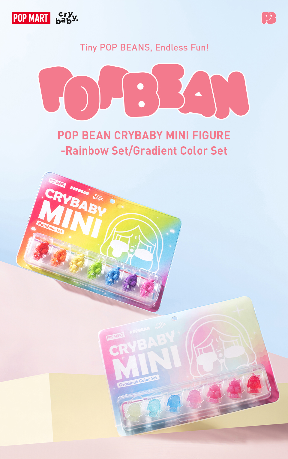 POP MART POP BEAN CRYBABY MINI FIGURE-Rainbow Set/Gradient Color Set ...