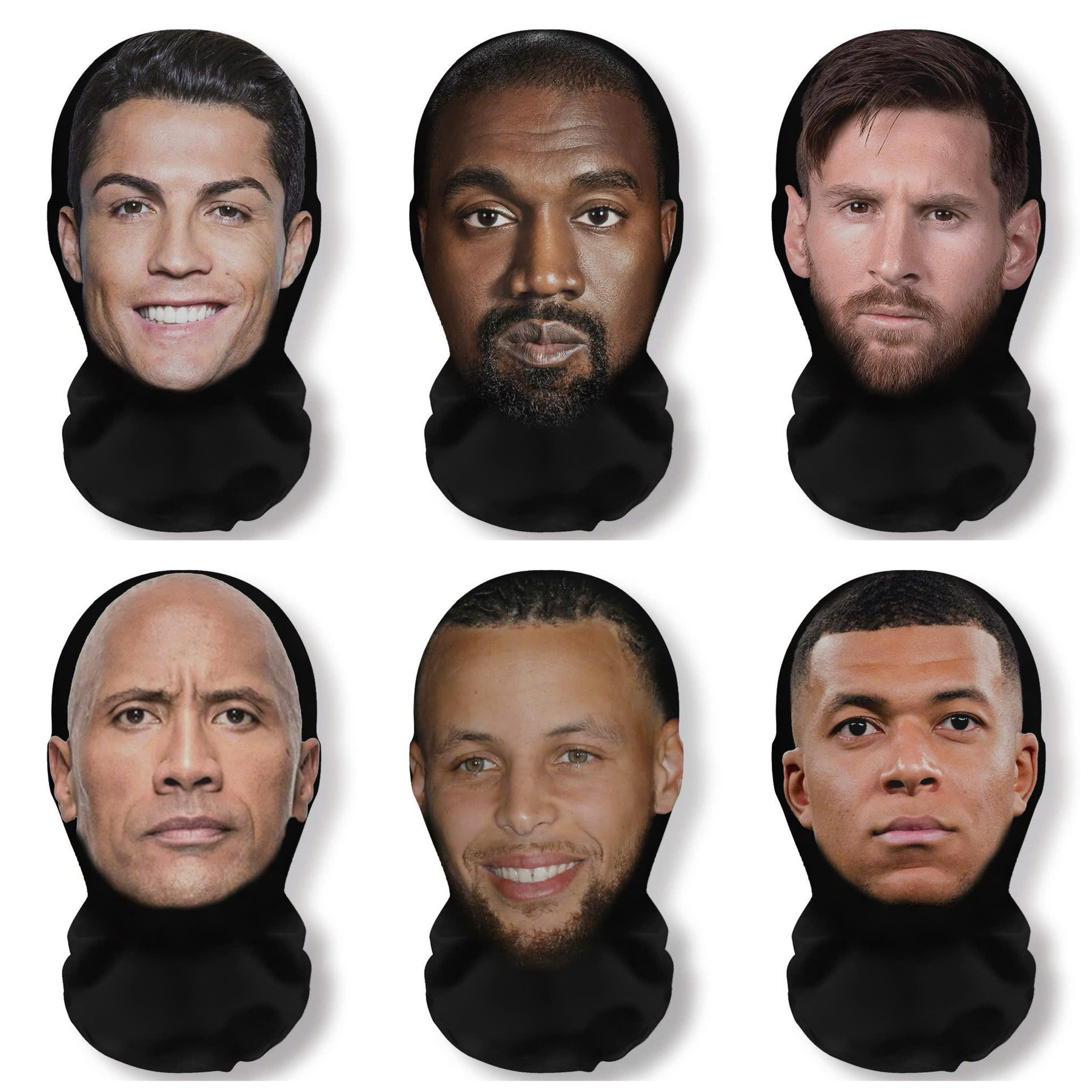 Lưới liền mạch đàn hồi Full Face Mask Mô phỏng Ronaldo Kanye Messi ...