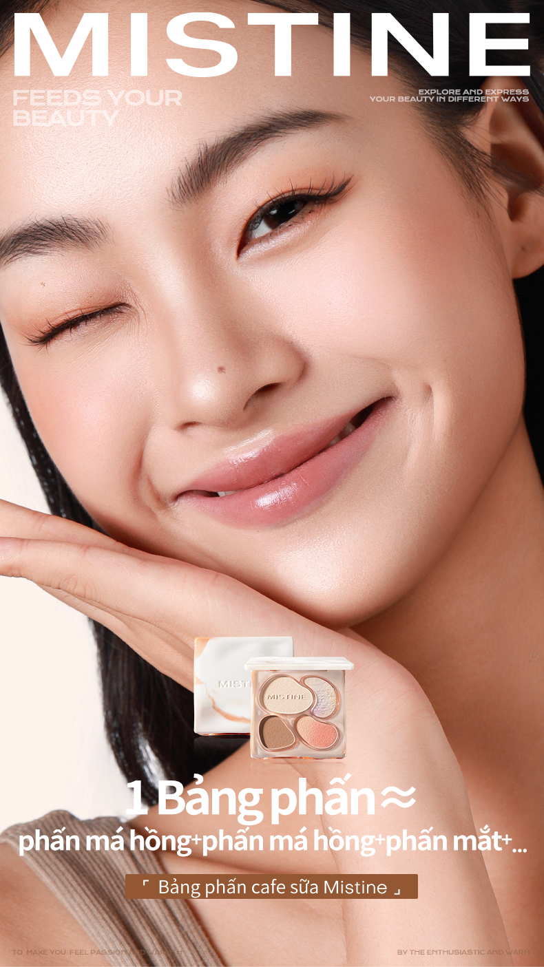 Mistine MISTINE Cà phê sữa Thái Trang điểm toàn diện Bảng màu All-in-One Độ bóng cao Đường viền ...