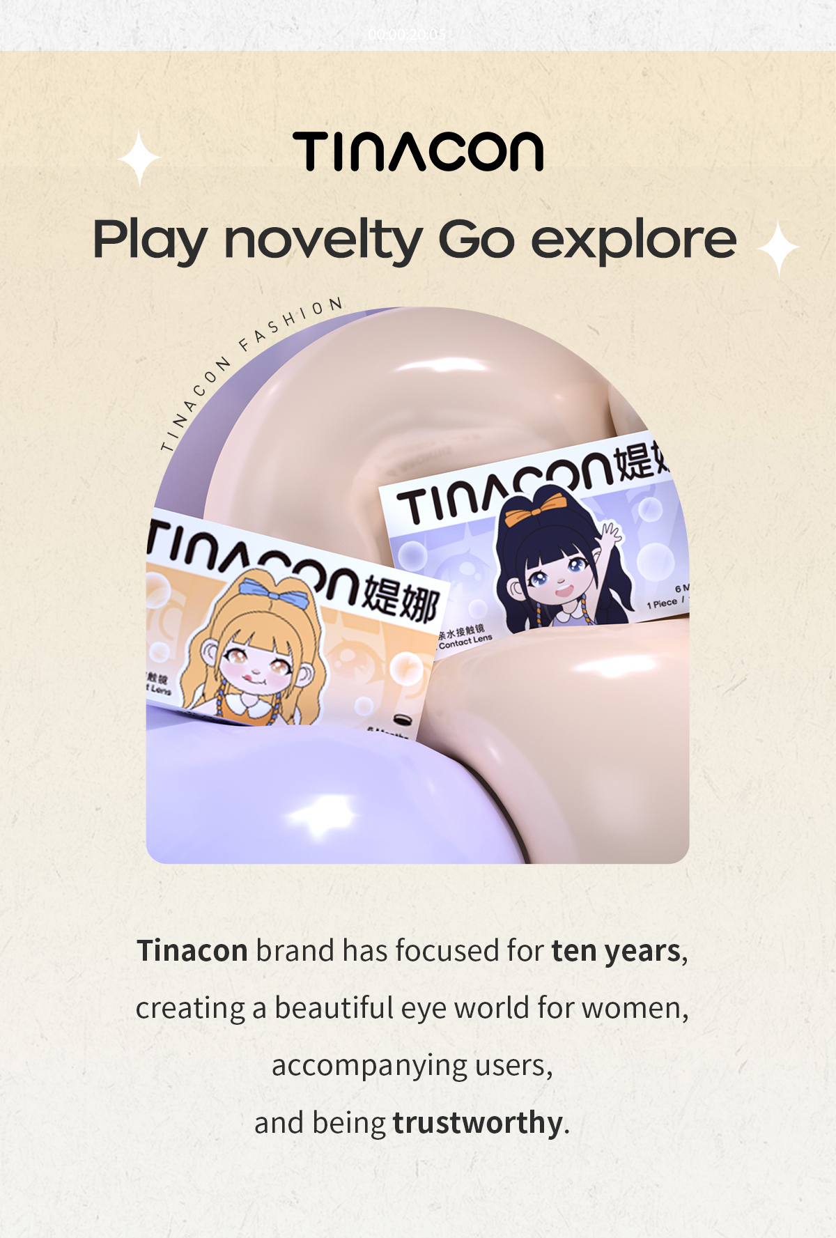 kính áp tròng TINACON lens ống kính 2 chiếc Màu đen/nâu Kính áp tròng dễ thương 14.2-14.5 6 ...