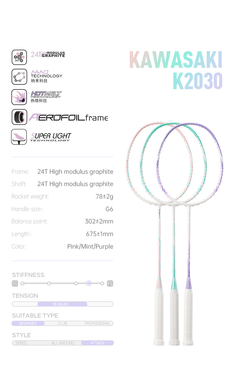 Vợt Cầu Lông Kawasaki K2030 5U 18-30LBS Thích Hợp Cho Người Chơi Lễ Hội ...