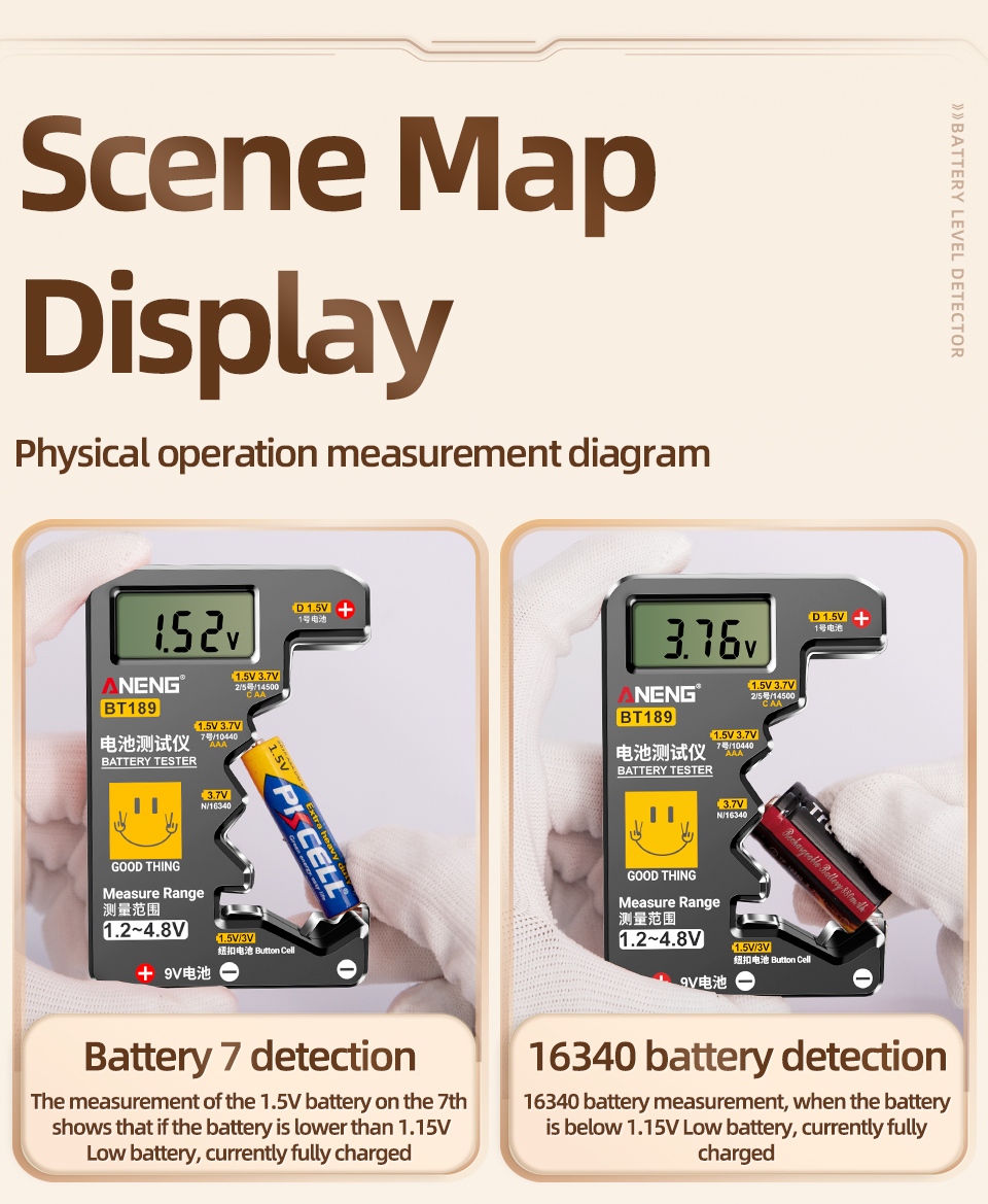 ANENG BT189 Nút Cell Pin Tester 9V N D C AA AAA Đa Năng Hộ Gia Đình Màn ...