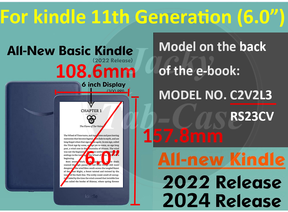 Dành cho Kindle thế hệ thứ 11 6 ” (MODLE NO. Rs23cv & C2V2L3) Sách điện tử Vỏ da TPU mềm trong ...