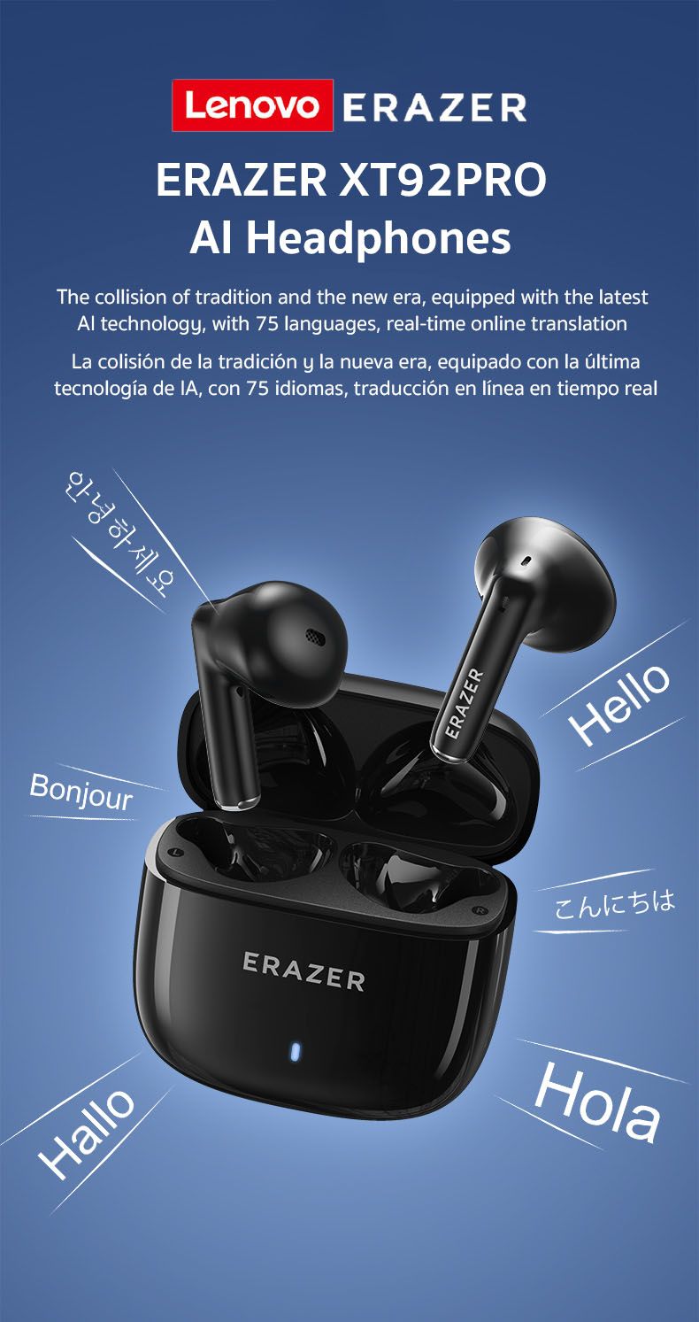 Lenovo Erazer XT92 PRO Tai Nghe Phiên Dịch Tai nghe Bluetooth AI Dịch ...
