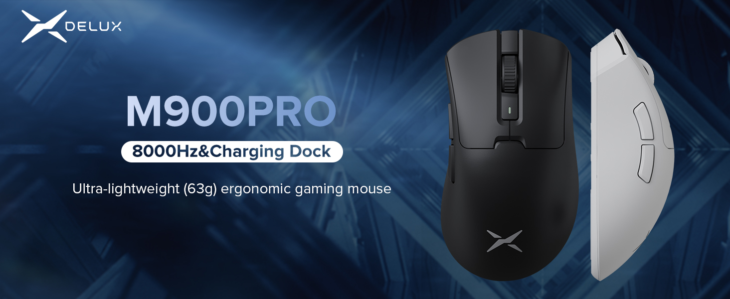 Chuột chơi game màu xanh Delux M900 PRO PAW3395 DPI MAX 26000 Có dây 2 ...