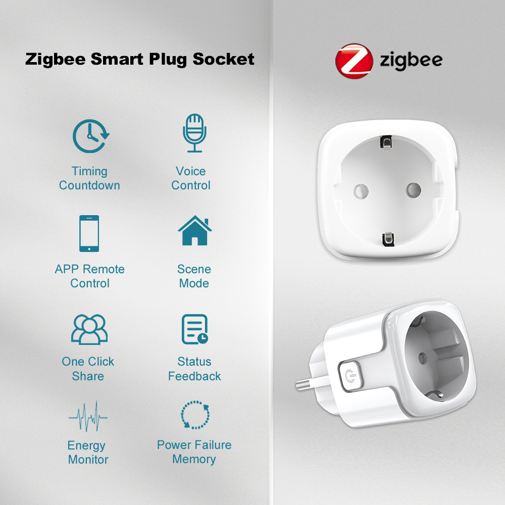 Zigbee2MQTT Zigbee 3.0 20A EU Plug Smart Socket Power Metering Remote ...