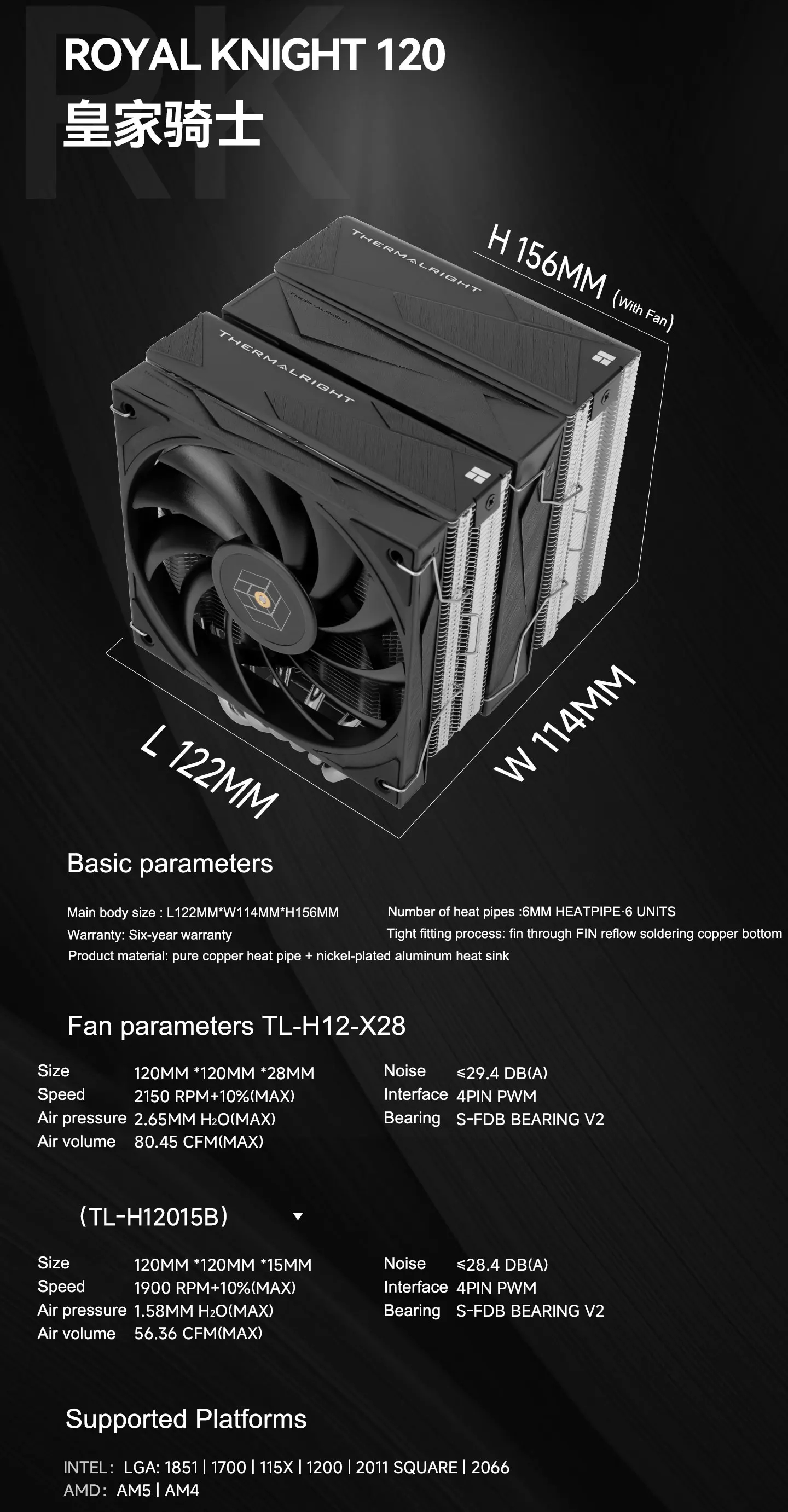 Thermalright Royal Knight 120 CPU Air Cooler 6 Ống Nhiệt Khung Xe Tản Nhiệt PC Làm Mát Tháp Kép ...