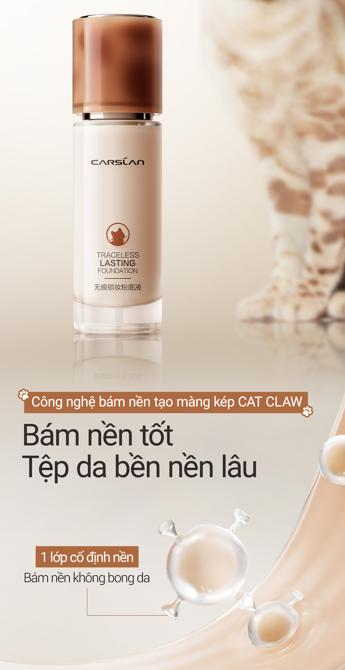 【Combo】Carslan Kem nền dạng lỏng Lasting 30g + Kem lót trang điểm 30g ...