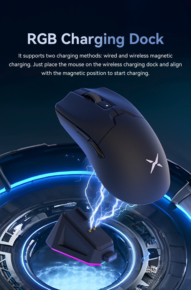 Delux M800PRO PLUS PAW3395 8000Hz Sạc 400mAh lên đến 26000 DPI Nhẹ 57g Nút lập trình Chuột chơi ...