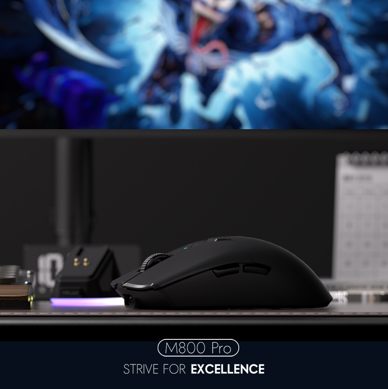 Delux M800PRO PLUS PAW3395 8000Hz Sạc 400mAh lên đến 26000 DPI Nhẹ 57g Nút lập trình Chuột chơi ...