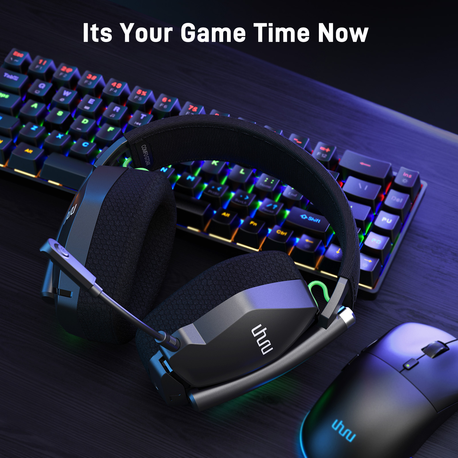 Tai nghe chơi game không dây kép UHURU G724X có RGB, Micrô khử tiếng ồn ...