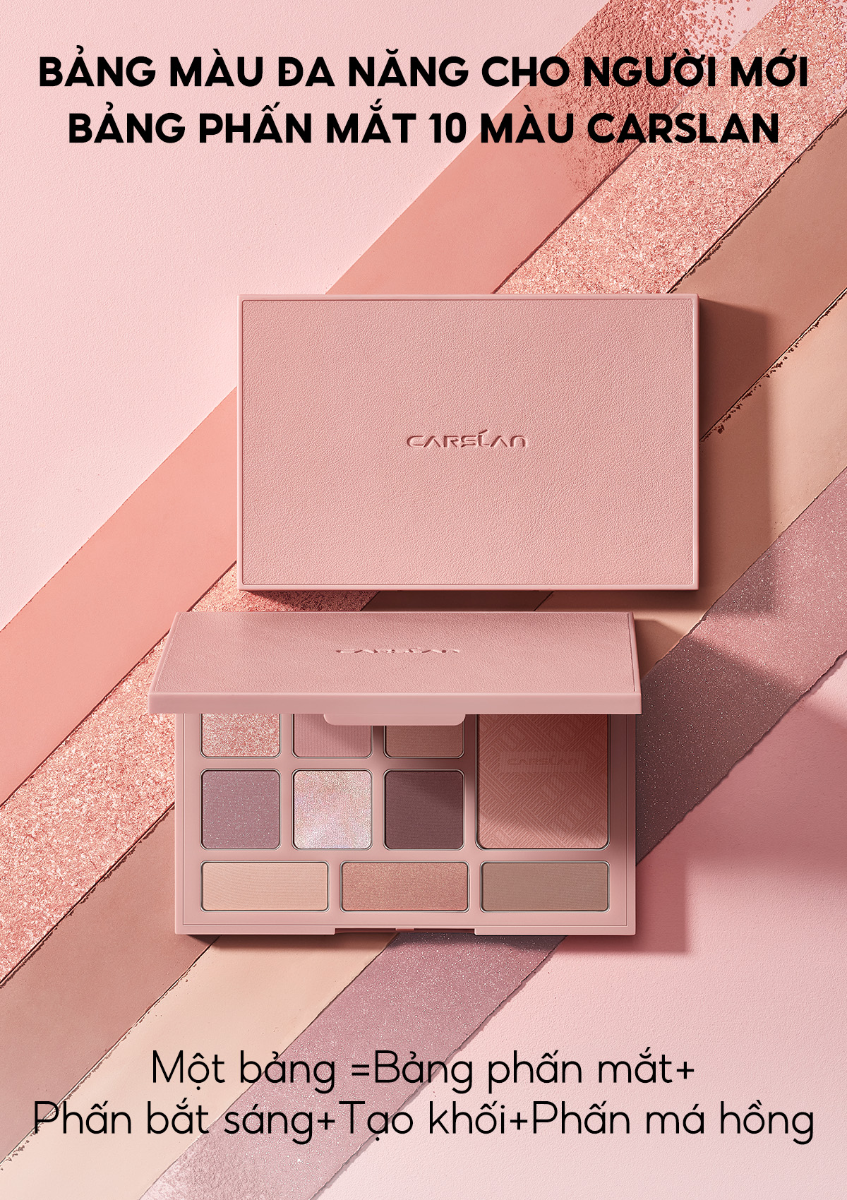 【Combo】Carslan 10 màu Phấn mắt 12g + Bút kẻ mắt dạng lỏng màu đen 2ML ...