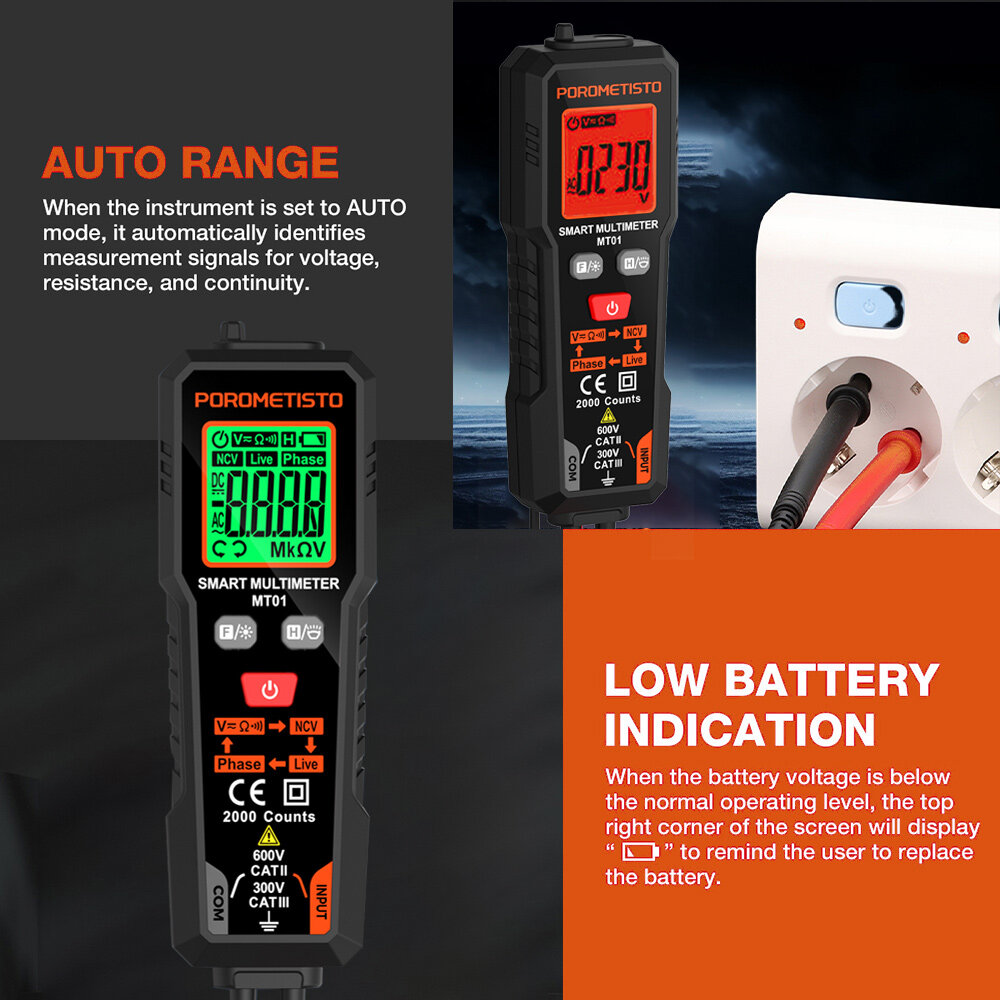 Porometisto MT01 Đồng hồ vạn năng kỹ thuật số AC / DC hiện tại bỏ phiếu Máy kiểm tra tự động ...