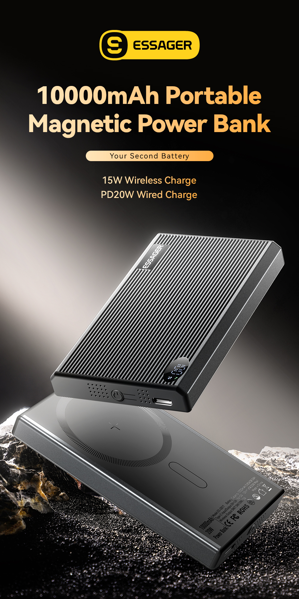 Essager Power Bank Sạc không dây từ tính 10000mAh + Sạc có dây Type-C ...