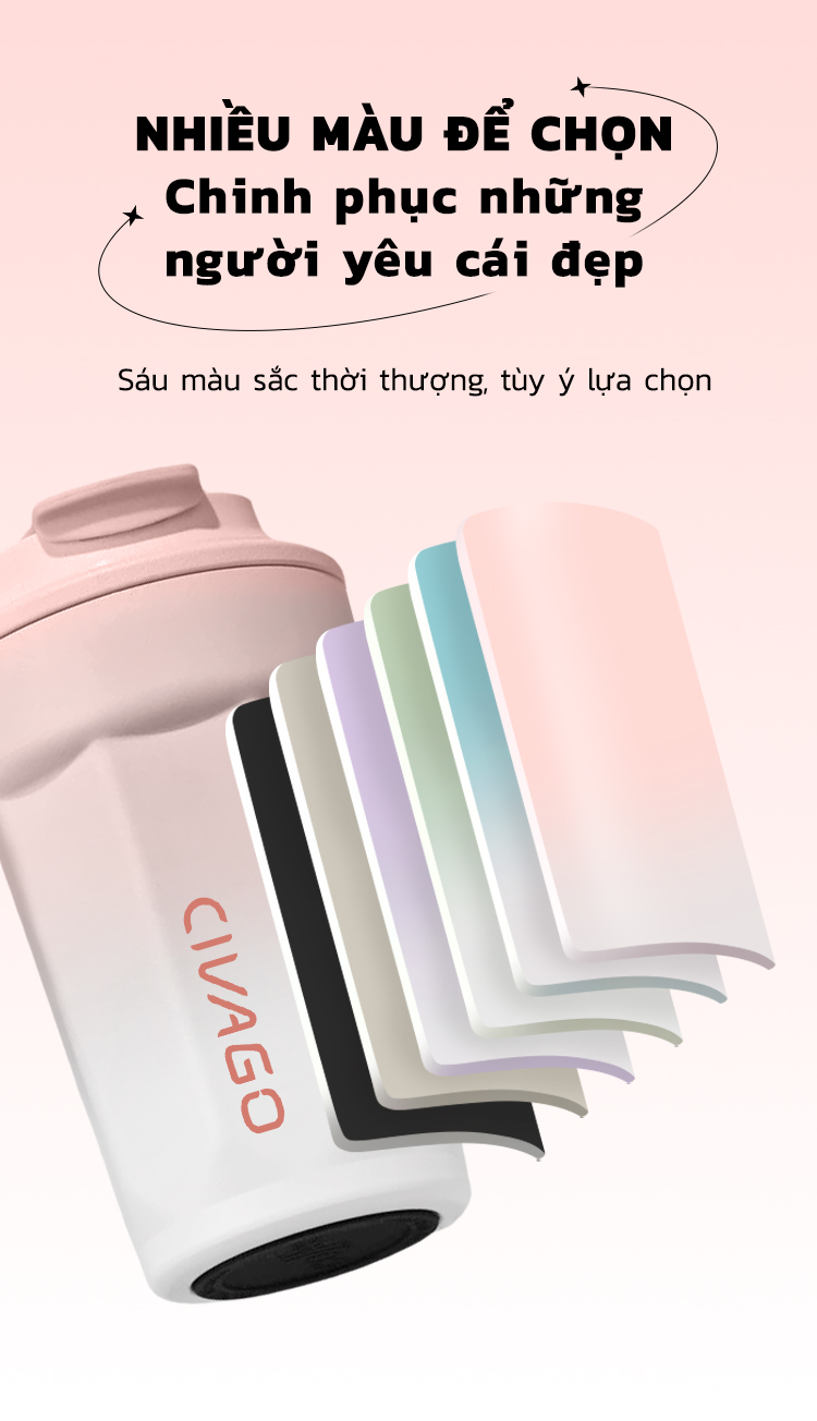 Ly Cà Phê Giữ Nhiệt, CIVAGO, Có Nắp Chống Tràn, Thép Không Gỉ 304 Cao ...
