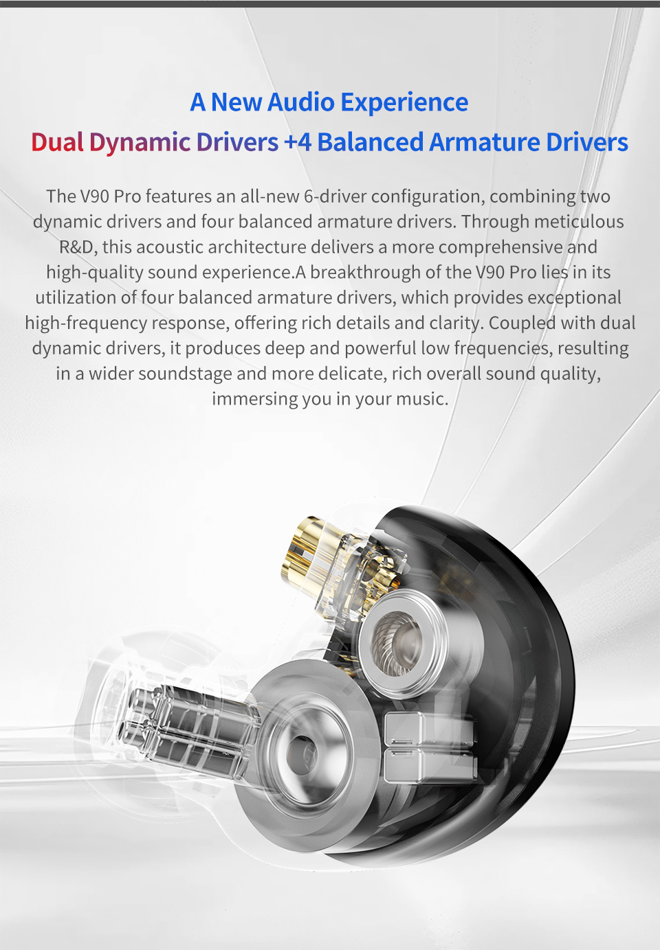 Tai nghe nhét tai TRN V90 Pro 2DD + 4BA Bộ điều khiển HiFi Bass IEM Tai ...