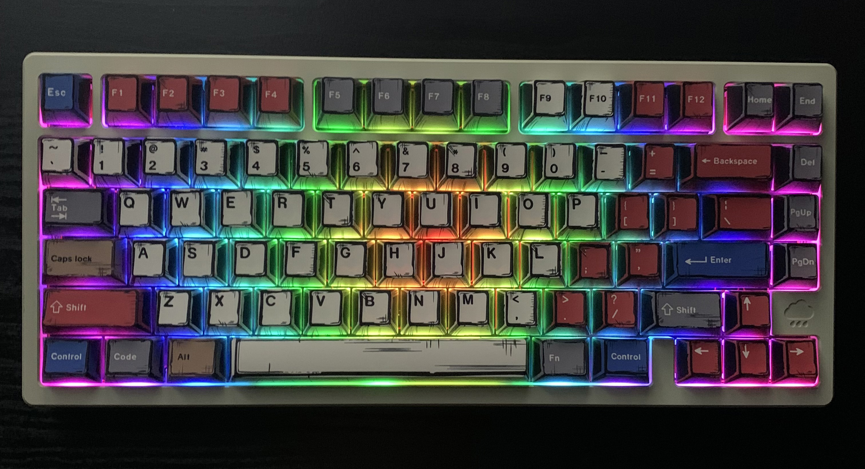 Comic Wind White Keycaps PBT Dye-sub Cherry Profile Keycap Custom ...