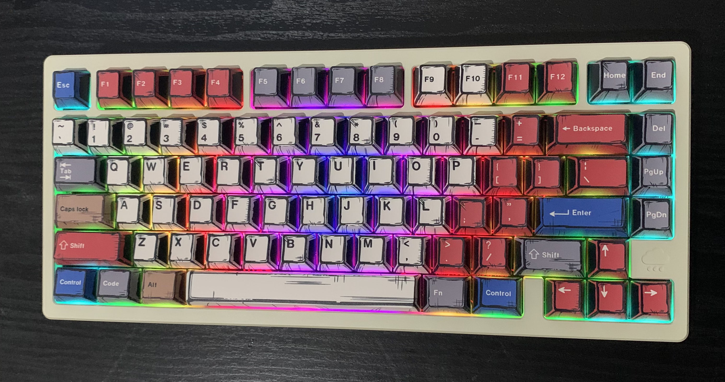 Comic Wind White Keycaps PBT Dye-sub Cherry Profile Keycap Custom ...