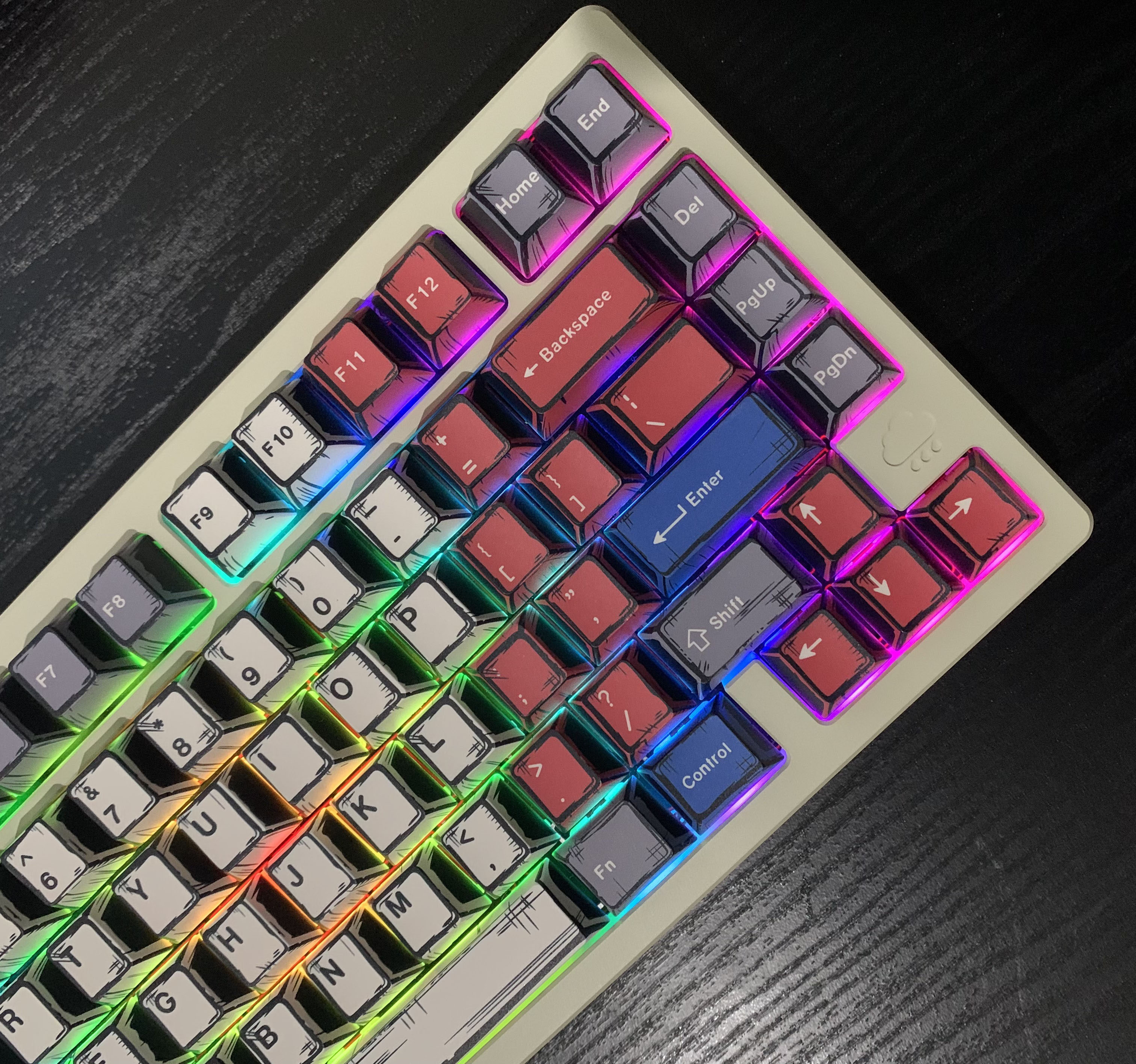 Comic Wind White Keycaps PBT Dye-sub Cherry Profile Keycap Custom ...