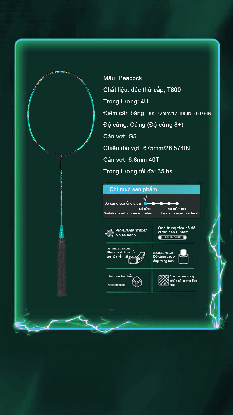 ALPSPORT Peacock 4U Tối Đa 15.8kg 11.7kg 26lbs Mặc Định Vợt Tấn Công ...