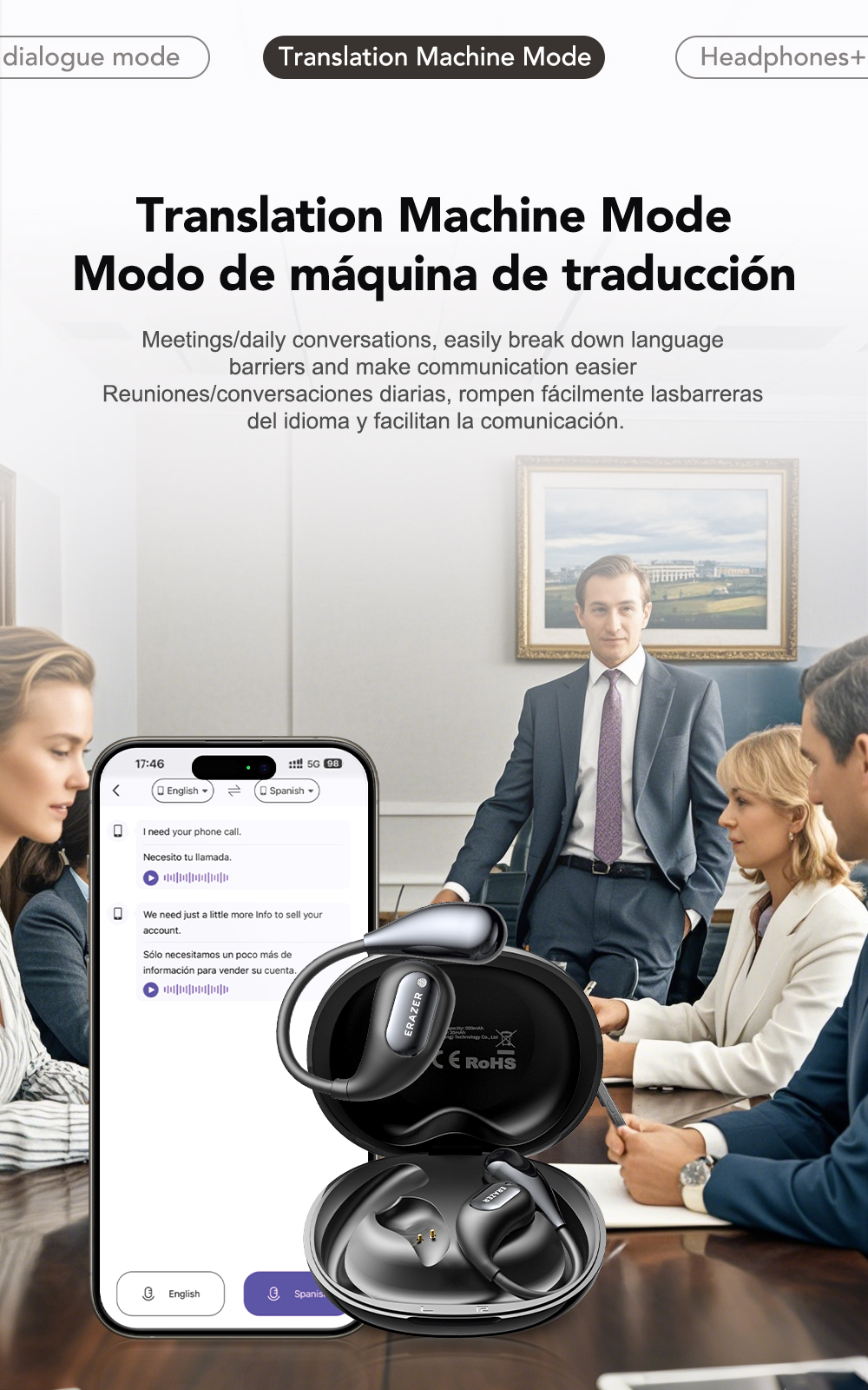 Lenovo ERAZER XP7/XT66PRO Al Tai nghe không dây dịch thời gian thực thông minh Bluetooth 5.4 có ...