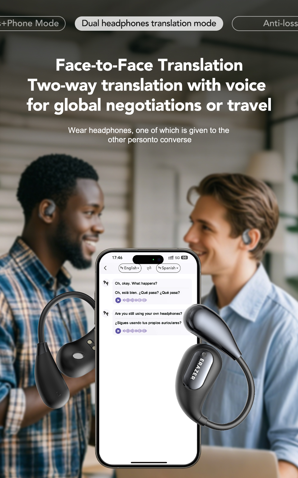 Lenovo ERAZER XP7/XT66PRO Al Tai nghe không dây dịch thời gian thực thông minh Bluetooth 5.4 có ...