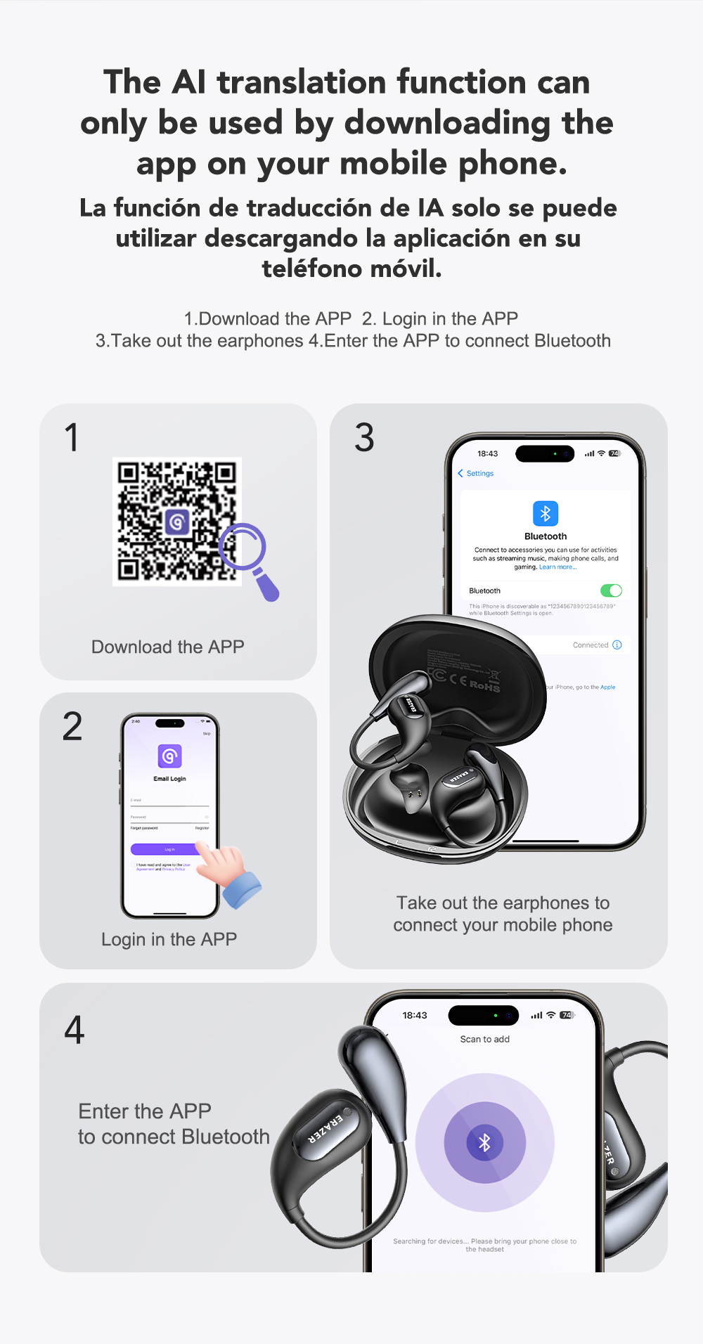 Lenovo ERAZER XP7/XT66PRO Al Tai nghe không dây dịch thời gian thực thông minh Bluetooth 5.4 có ...