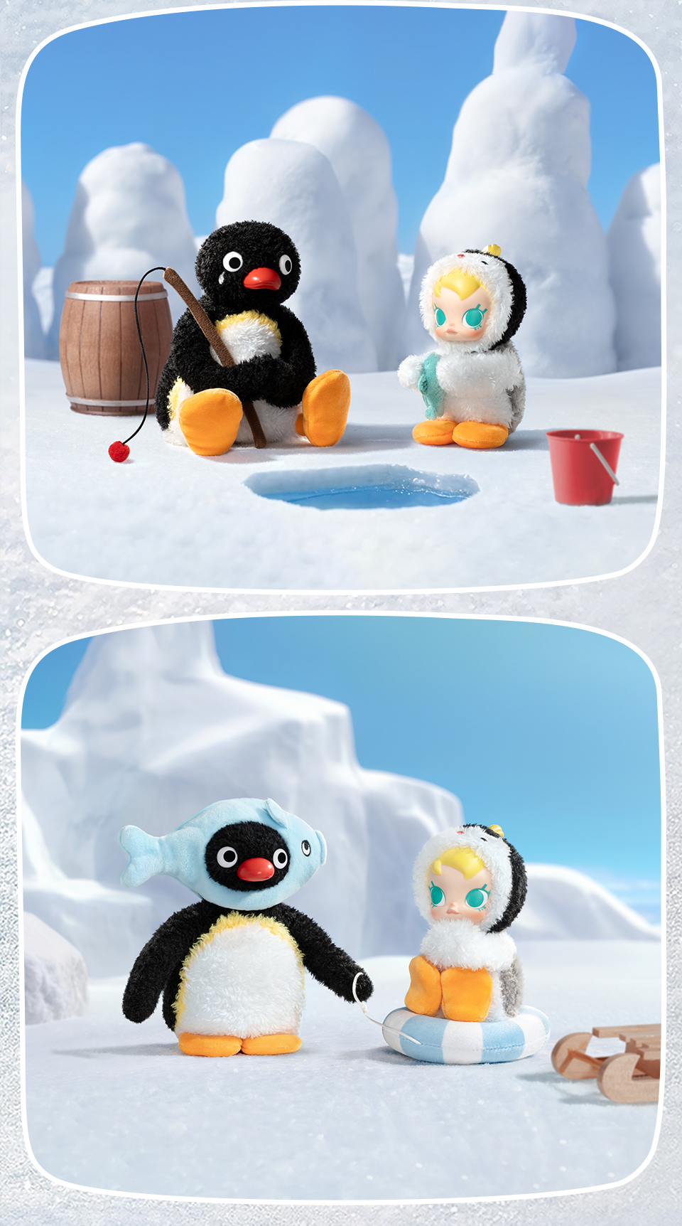 POP MART Baby Molly × Pingu Happy Fishing Series-Vinyl Plush Pendant Blind Box Action Toys ...