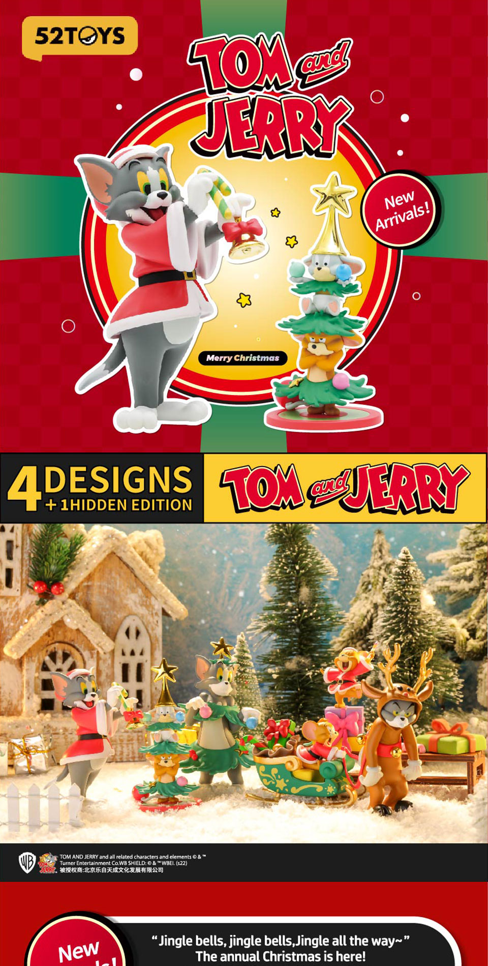 52TOYS TOM and JERRY Merry Christmas Series Blind Box Figure Toy ...