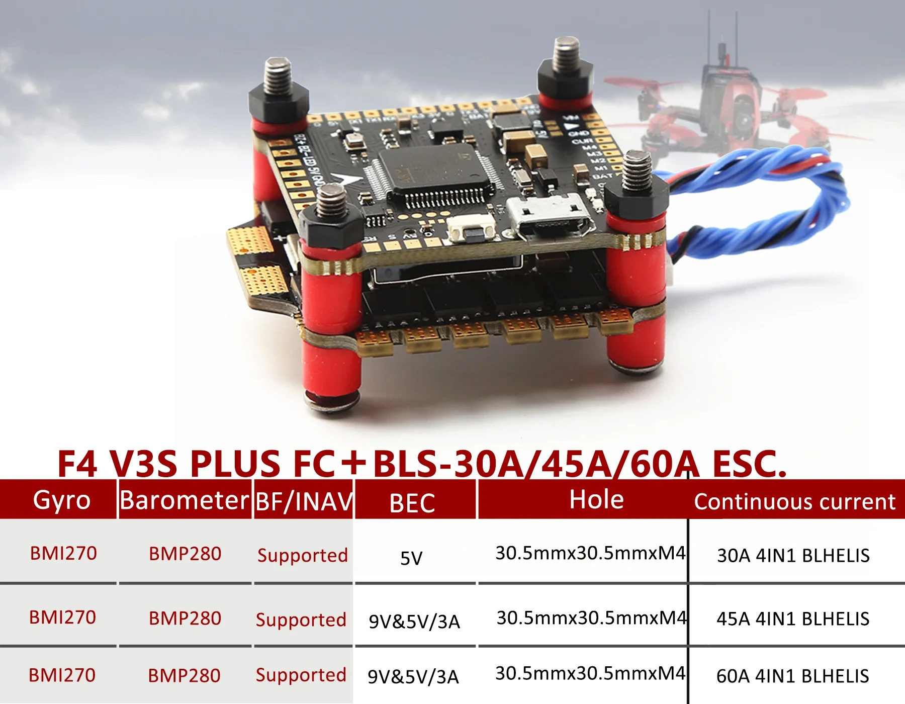 Betaflight F4V3S F4 V3 V3S PLUS FC Bảng điều khiển chuyến bay Barometer OSD 45A 60A ESC cho FPV ...