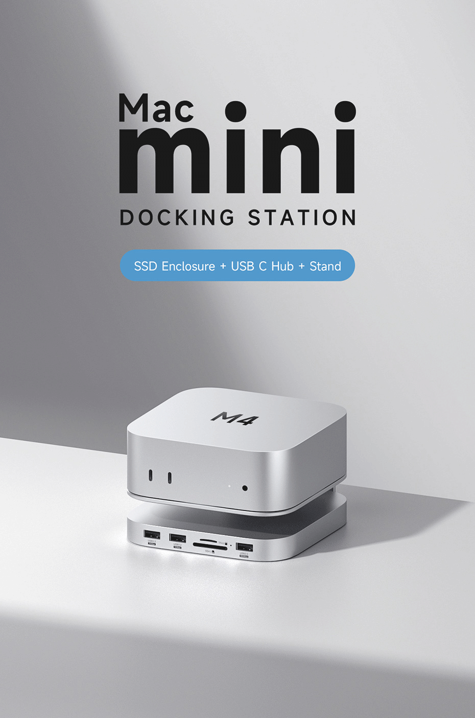 Hub Hagibis USB C với Vỏ SSD M.2 Nvme cho Mac Mini M4 / M4 Pro Đế Type ...