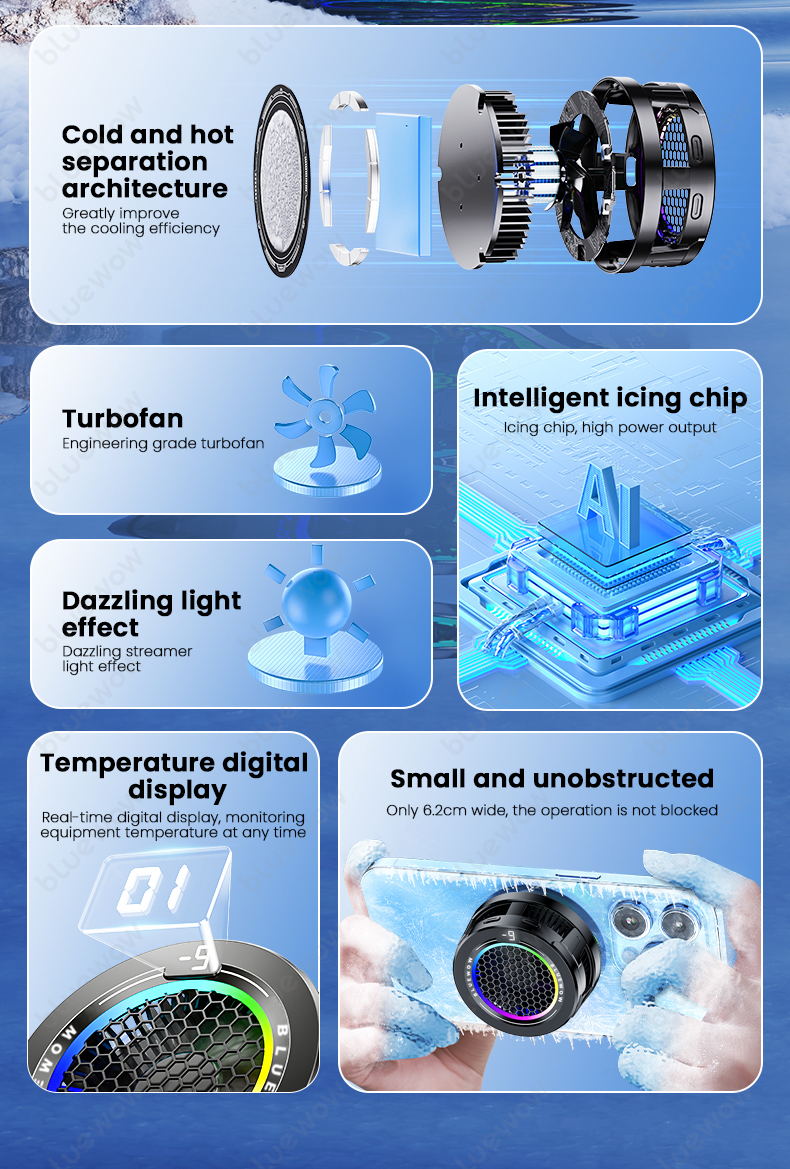 Bluewow X76 / X108 Bán Dẫn Điện Thoại Tản Nhiệt Làm Mát Turbo Hurricane Trò Chơi Làm Mát Điện ...