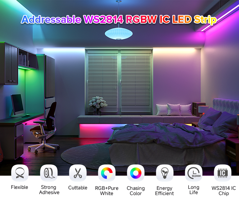 Btf-lighting WS2814 RGBW IC 4 trong 1 84LEDs / m Dải đèn LED 5050SMD ...