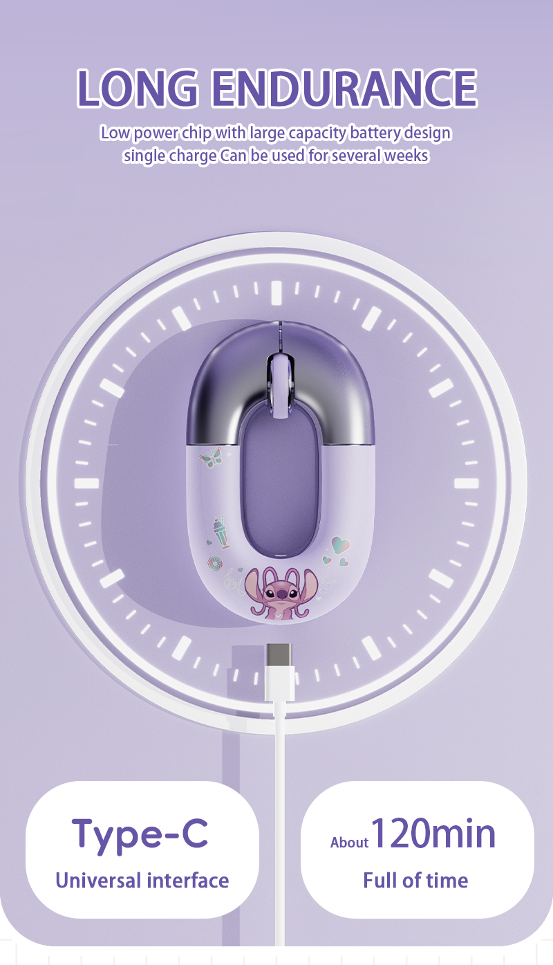 Chuột không dây Disney QS-MS06 Kết nối ổn định Chống mồ hôi Thoải mái Cảm giác hoa văn dễ thương ...