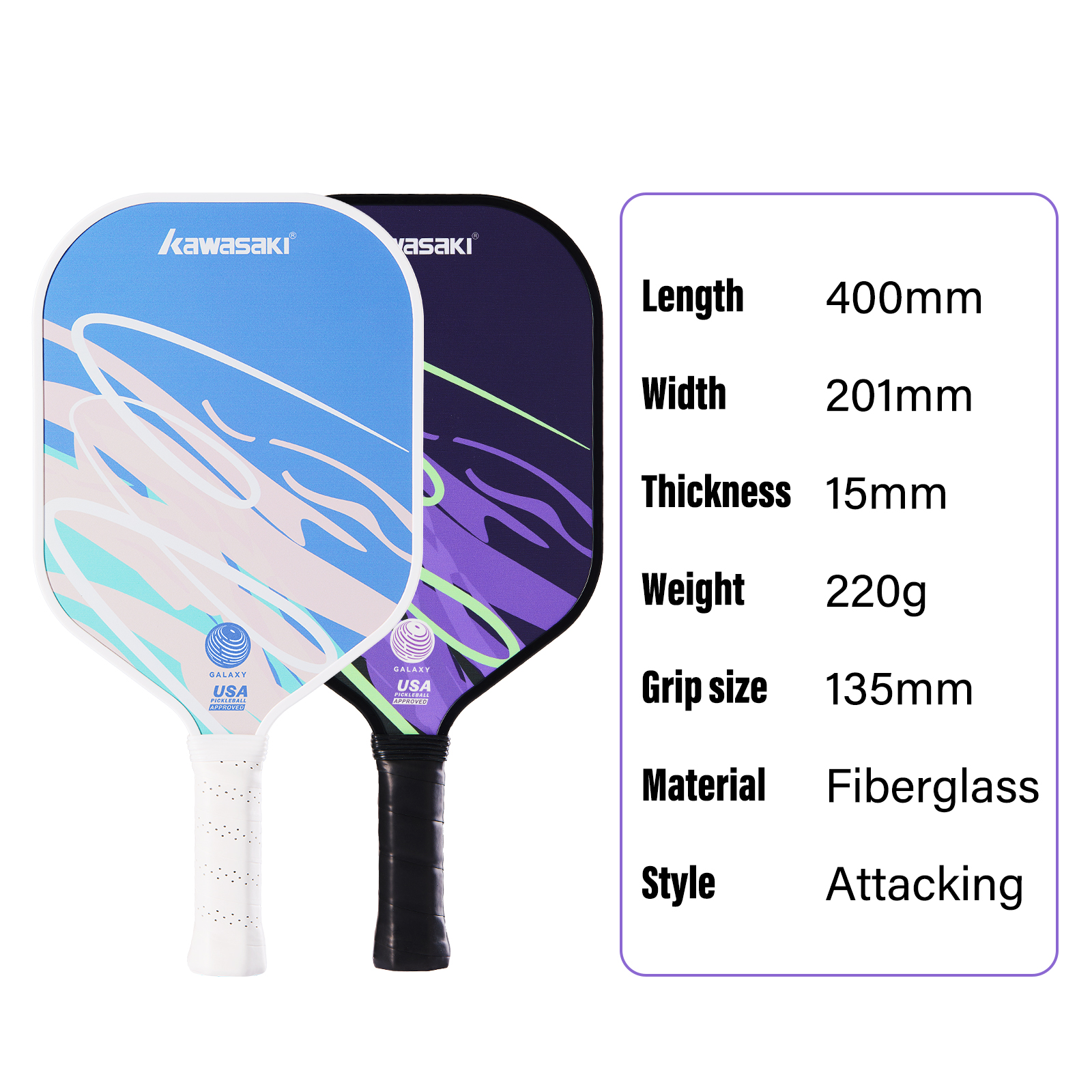 Kawasaki Pickleball Paddle GALAXY & AURORA 220g Vợt Pickle Sợi Thủy ...