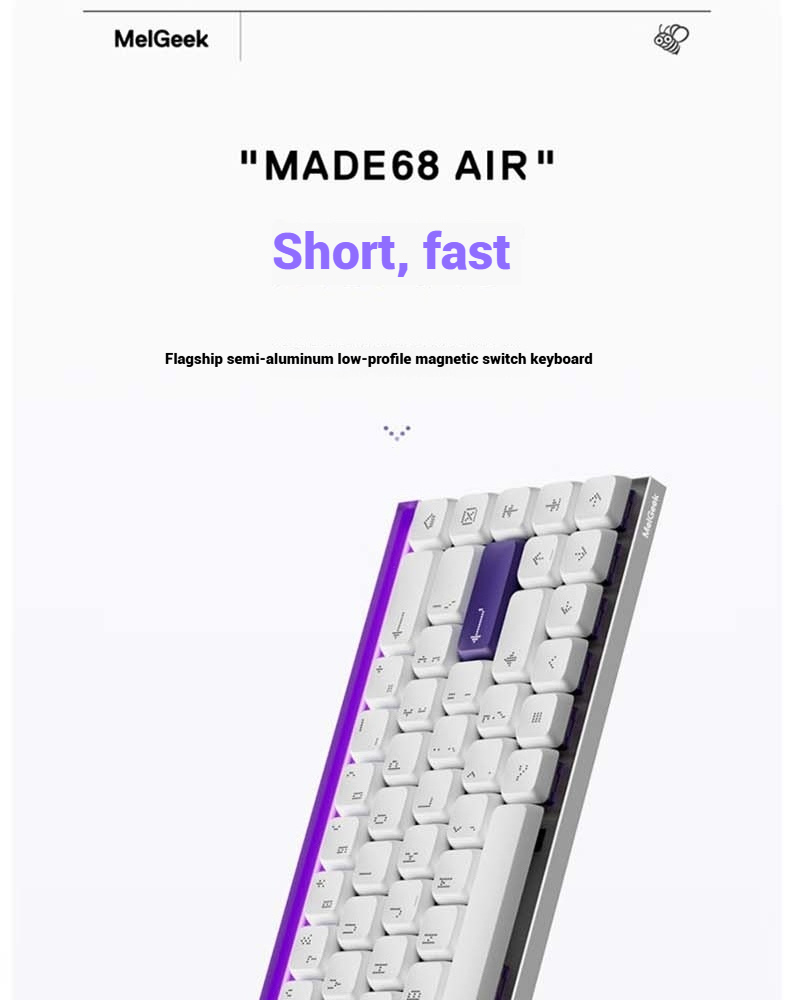 MelGeek MADE68 AIR Low Magnetic Axis Keyboard TTC Mini Magneto Axis light portable game office ...