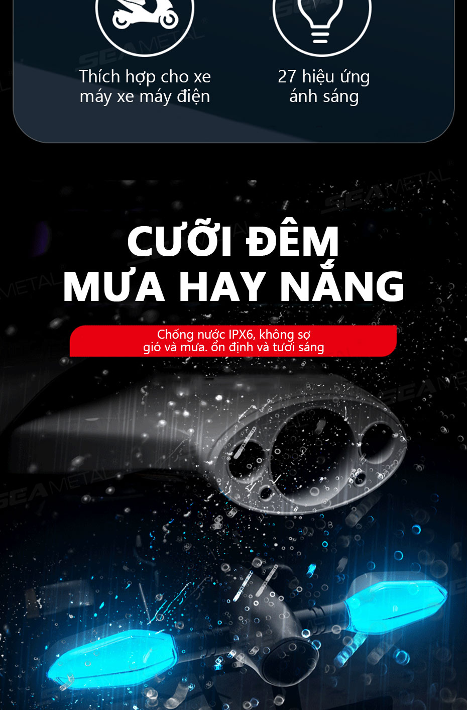 SEAMETAL Bộ 2 Đèn Xi Nhan led Chất Lượng Cao Cho Xe Mô Tô Đèn Chiếu Màu ...