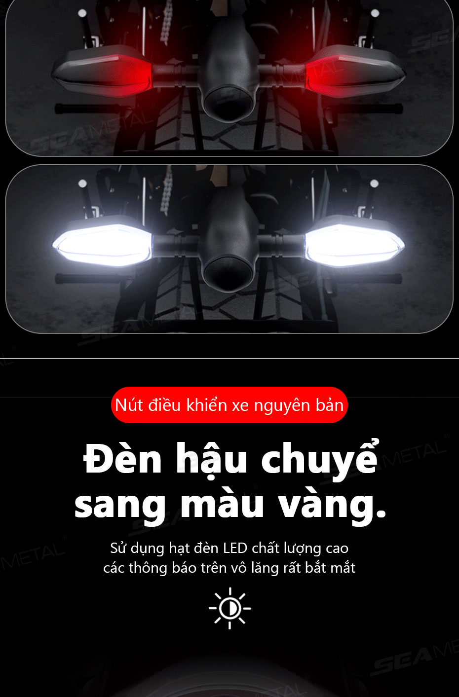 SEAMETAL Bộ 2 Đèn Xi Nhan led Chất Lượng Cao Cho Xe Mô Tô Đèn Chiếu Màu ...