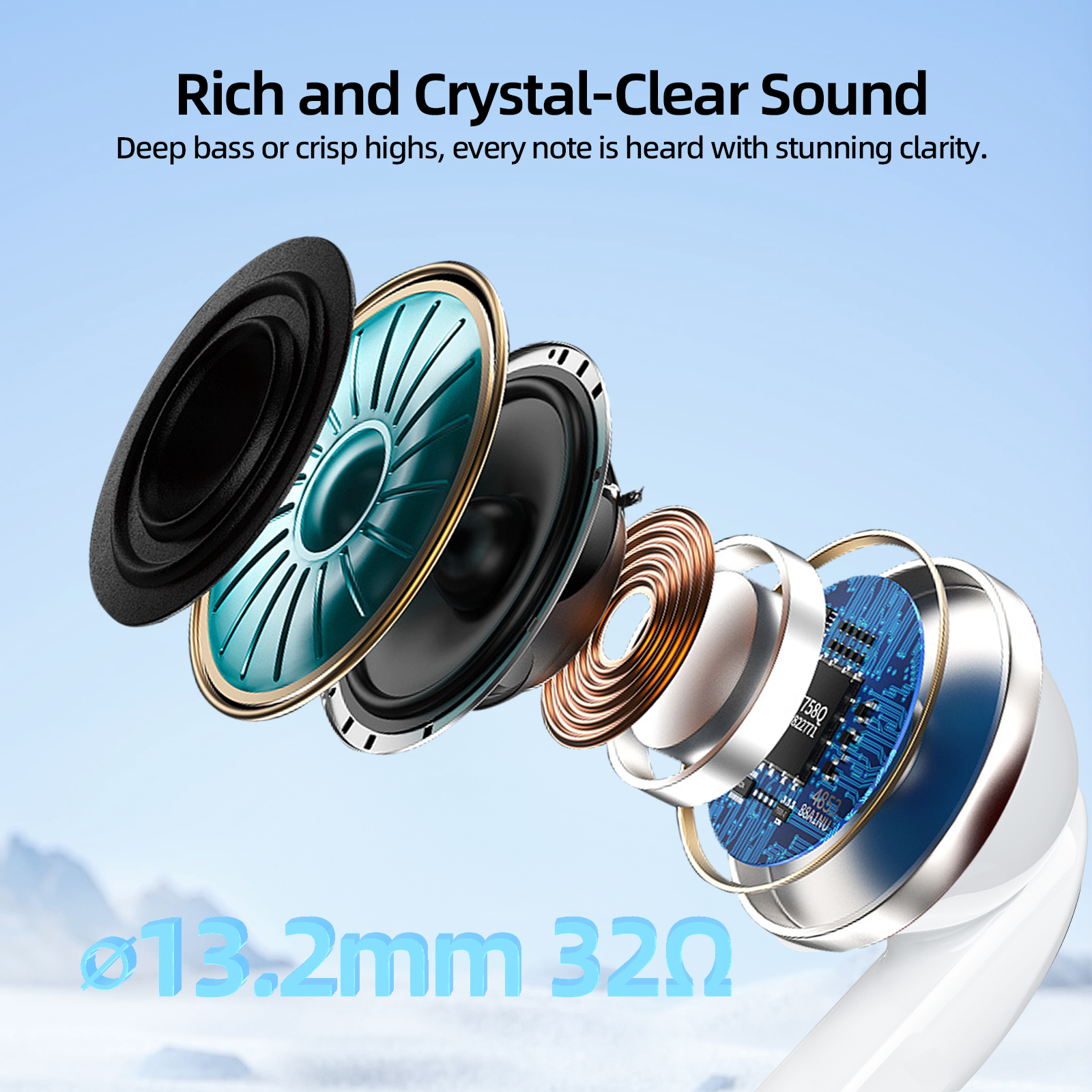 GOOJODOQ J201 IPX5 chống nước, giảm tiếng ồn, tai nghe không dây,tai ...