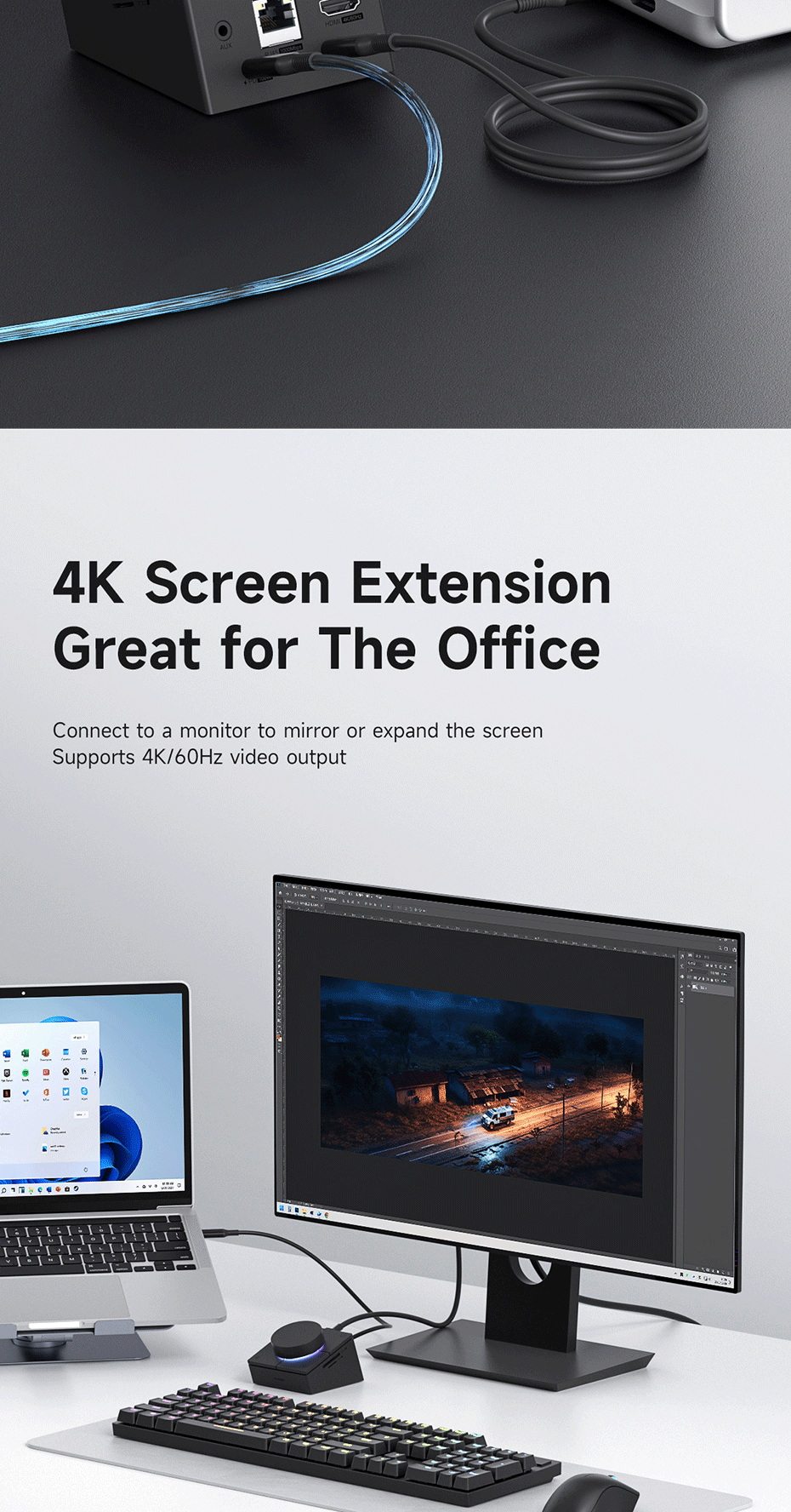 Hagibis Knob USB C Hub Với 4K60Hz HDMI 100W PD Nút bấm tắt Type-C ...