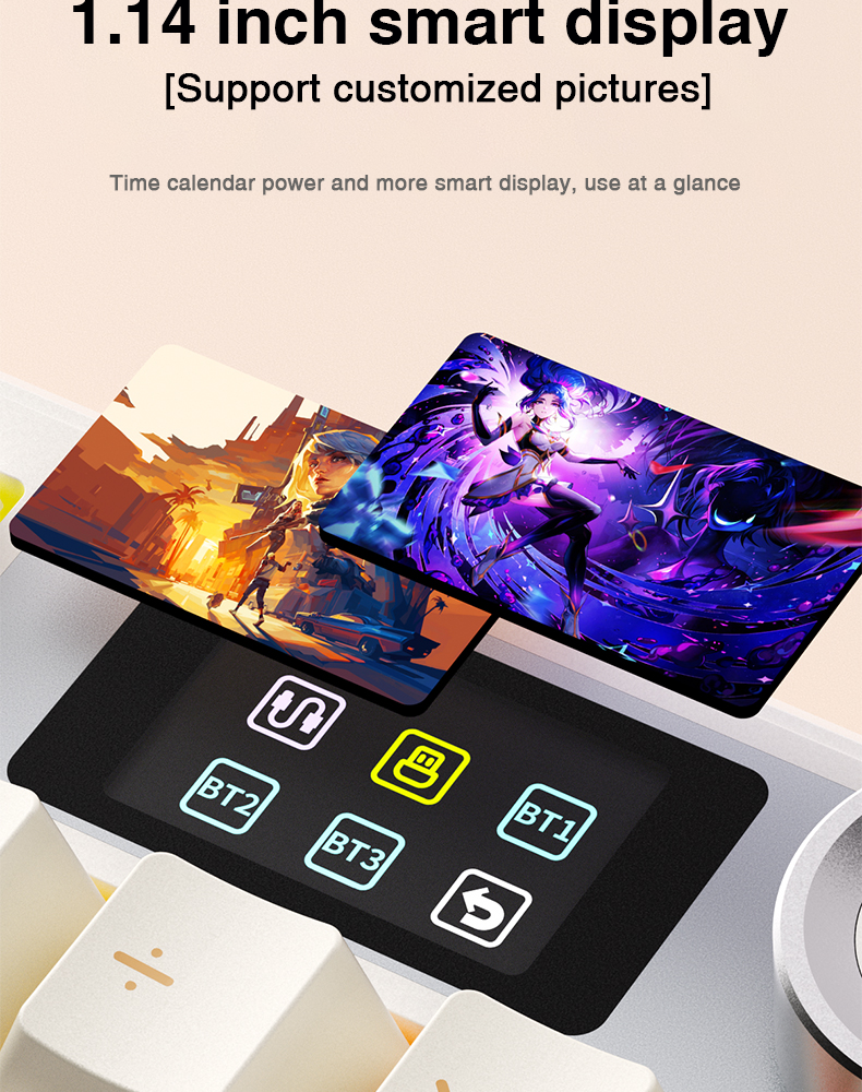 Bàn phím cơ không dây AULA F108 - Black And Gold (Multi-mode - Màn hình ...