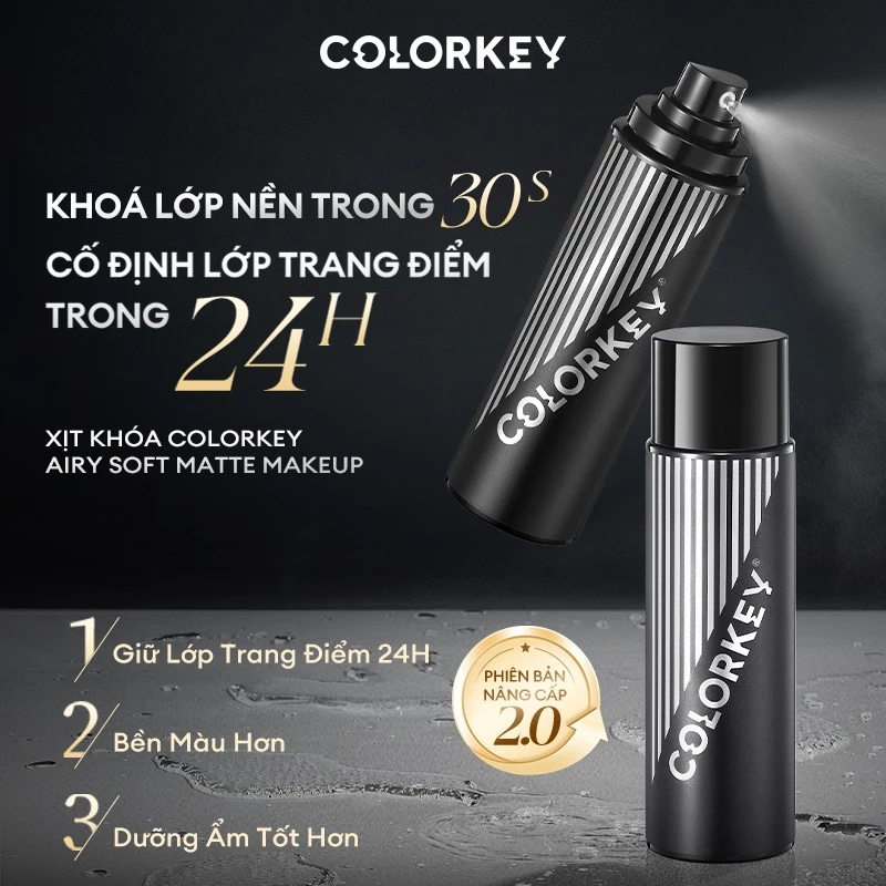 [LIVE] COLORKEY Chai xịt khóa lớp trang điểm dưỡng ẩm kiềm dầu chống ...