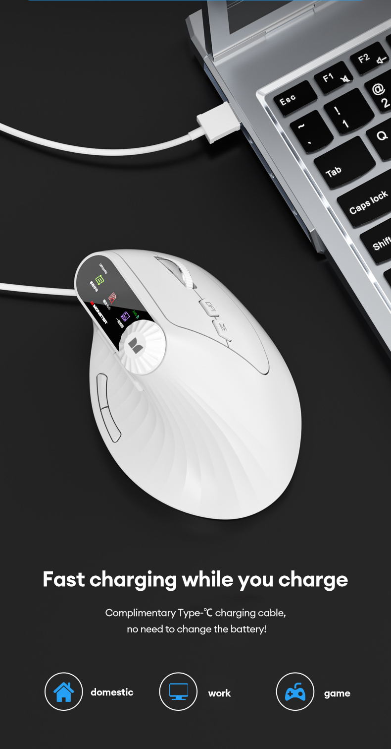 Monster M2 MAX Chuột Bluetooth Không Dây Chống Trơn Trượt Thiết Kế Công Thái Học Ánh Sáng Đa ...