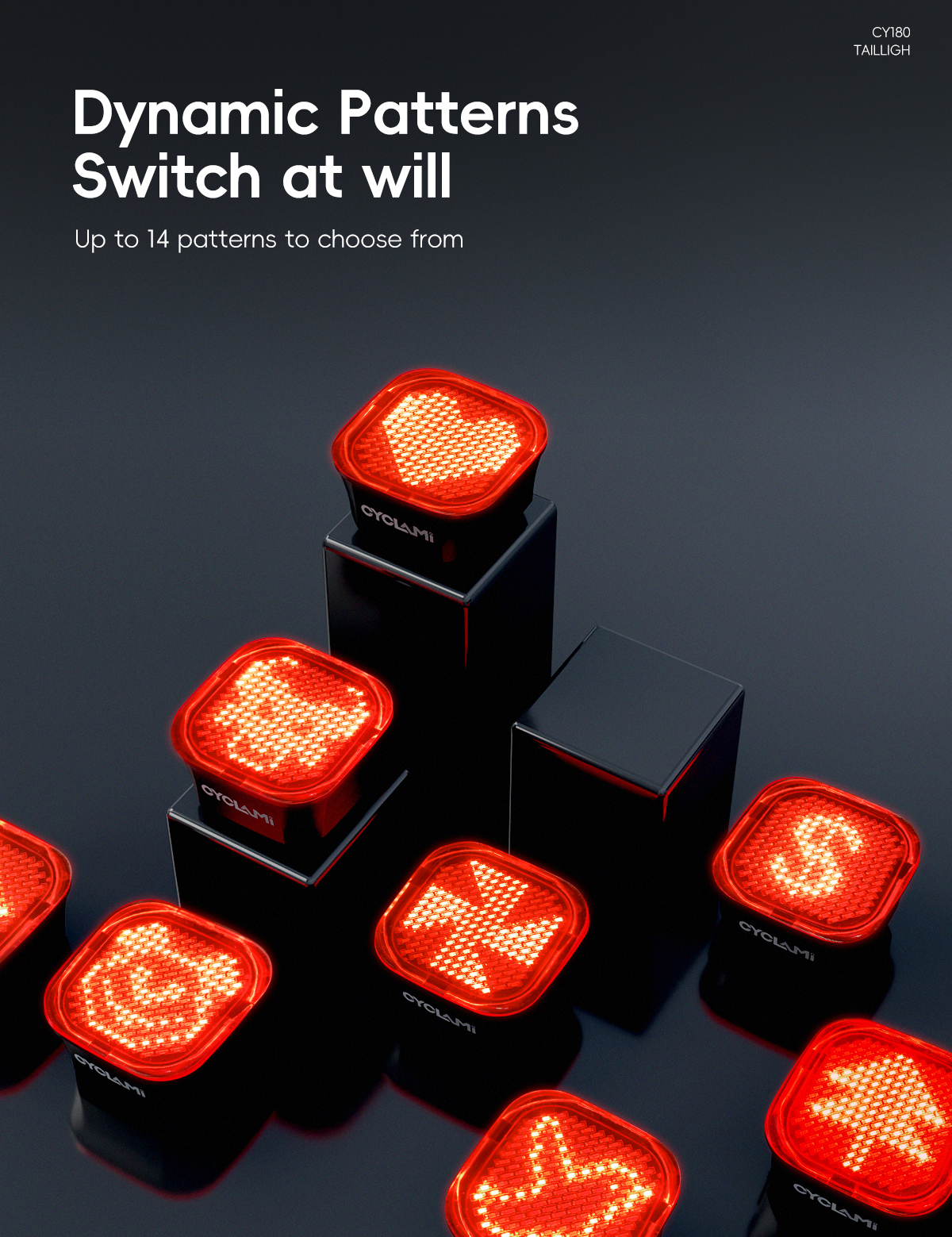 Đèn hậu xe đạp CYCLAMI CY180 CY180T Nhiều chế độ chiếu sáng Hỗ trợ gắn yên ngựa và cột an toàn ...