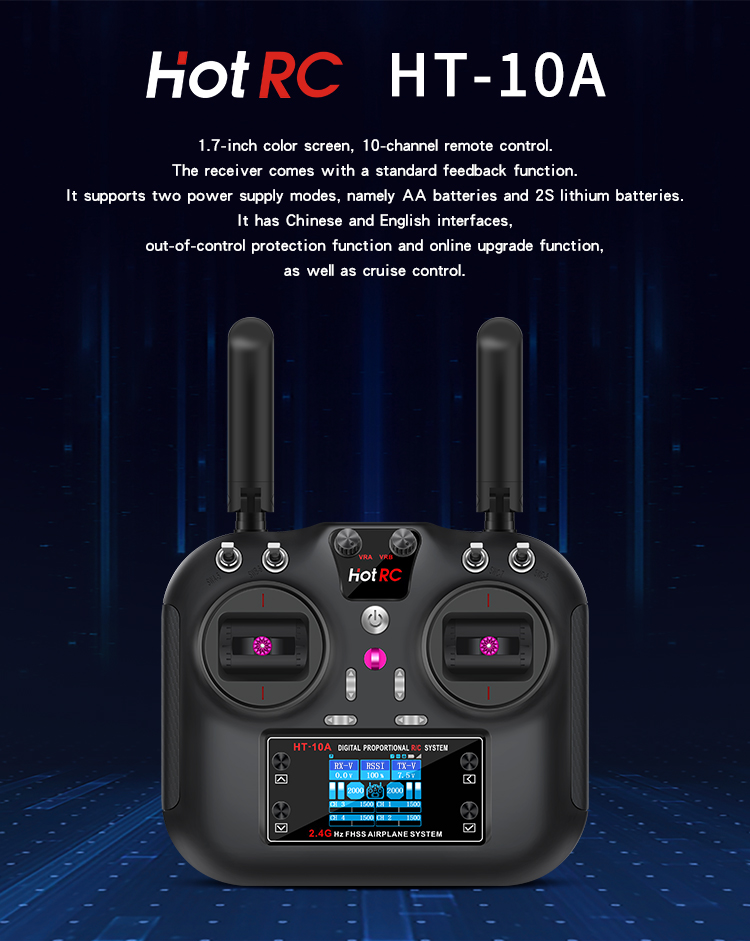 HOTRC HOT RC HT-10A HT10A Chế độ 2 Tay ga bên trái 2.4Ghz 10CH Bộ điều khiển từ xa F-10A F10A Bộ ...