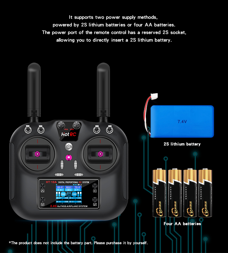 HOTRC HOT RC HT-10A HT10A Chế độ 2 Tay ga bên trái 2.4Ghz 10CH Bộ điều khiển từ xa F-10A F10A Bộ ...