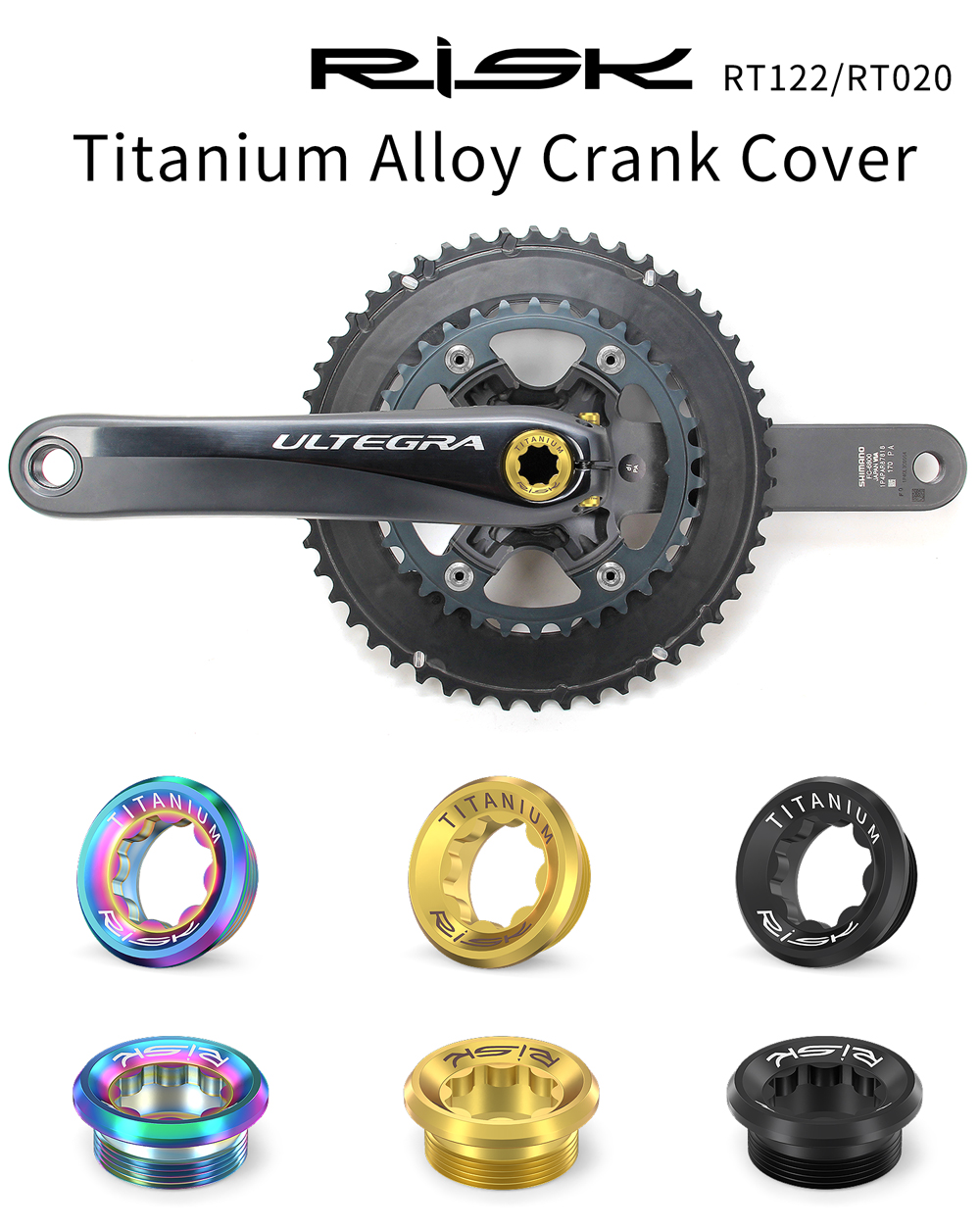 Risk M20x8mm M6 * 18mm Hợp kim titan Xe đạp Chainwheel Bu lông Nắp tay ...