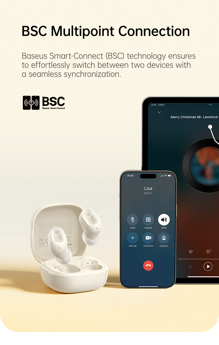 Tai nghe không dây Baseus Bass BD1 – Bluetooth 5.4, Âm Trầm Mạnh Mẽ ...