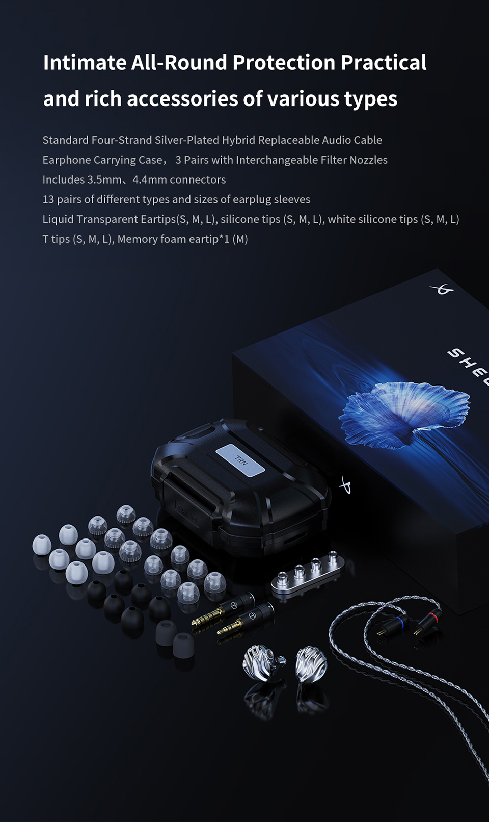 Tai nghe HiFi TRN Shell 4 driver – 3 driver dynamic + 1 màng phẳng, dây ...