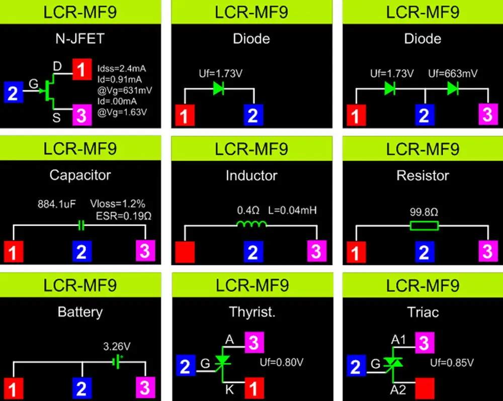 Máy kiểm tra điện trở đa chức năng LCR MF9 Máy đo điện dung ba cực TFT Diode Máy đo điện dung ...